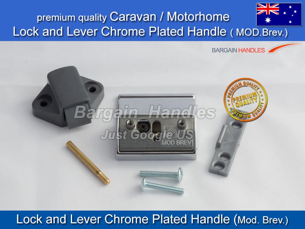 mod brev Caravans lock and lever handle Chrome Plated Mod Brev
